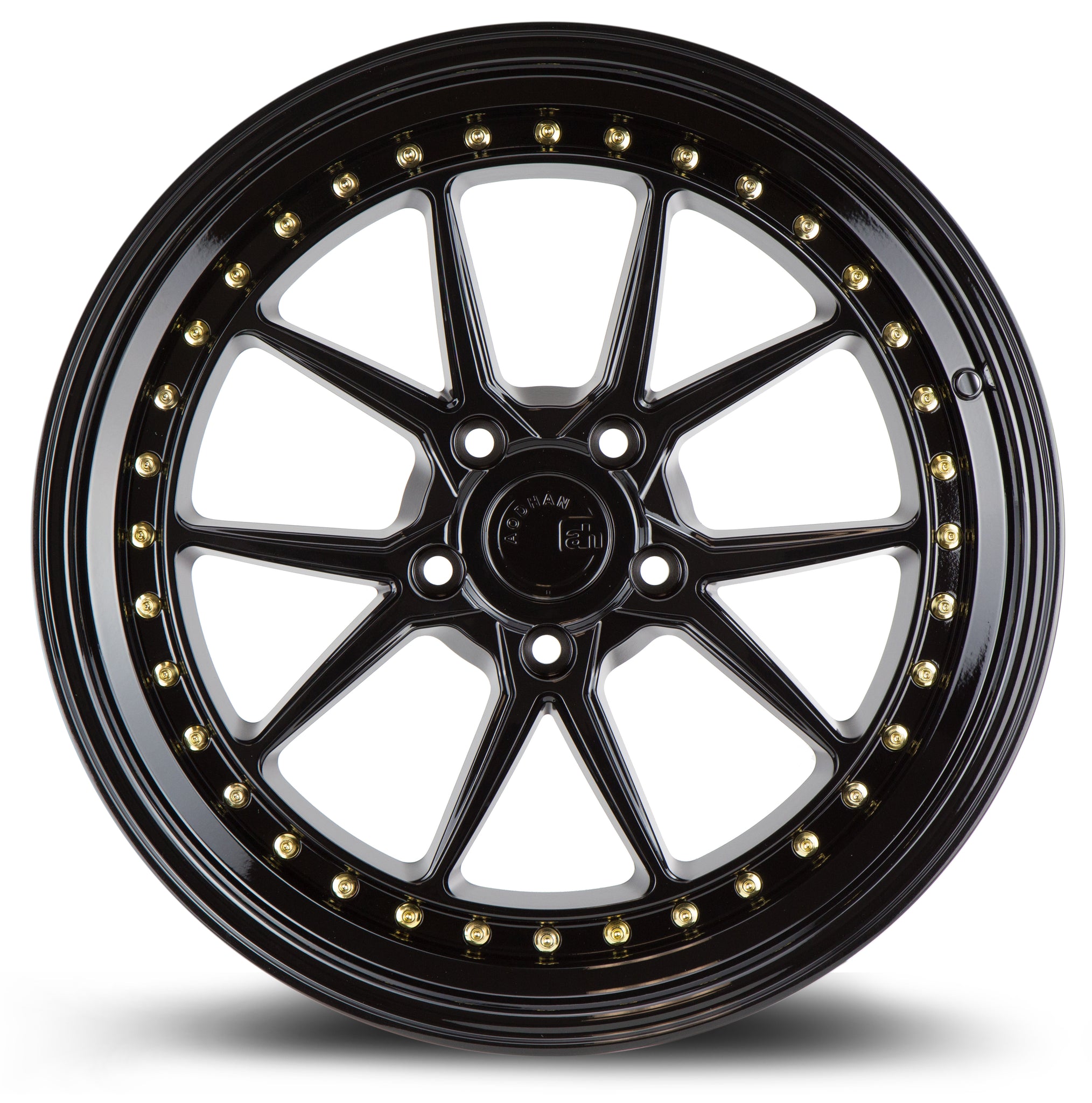 DS08 | Gloss Black W /Gold Rivets | 19x9.5 | 5X114.3 | +22mm | CB73.1